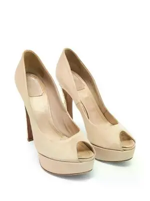 Dior Peep-toe Platform Pumps - Neutrals