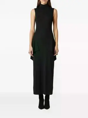 TOTEME Sleeveless High Neck Draped Midi Dress - Black