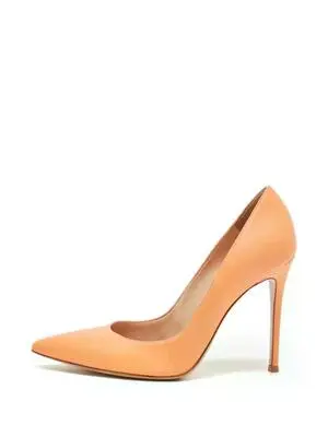 GIANVITO ROSSI Pointed-toe Leather Heeled Pumps - Orange