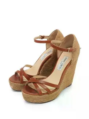 JIMMY CHOO Crossover Strap Wedge Sandals
