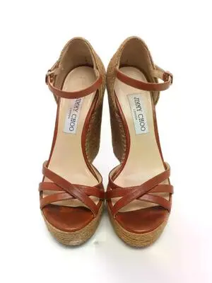 JIMMY CHOO Crossover Strap Wedge Sandals