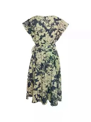 Carolina Herrera Floral Print Belted Midi Dress