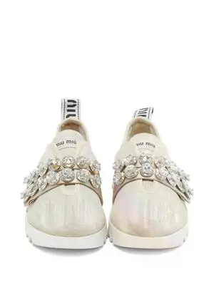 Miu Miu Crystal-embellished Slip-on Sneakers
