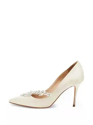 Manolo Blahnik Nadira Crystal-embellished Pumps - Neutrals