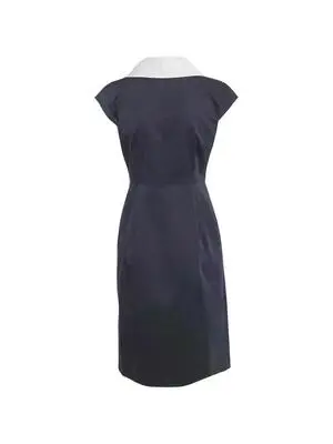 Max Mara Contrast-collar Midi Dress - Blue