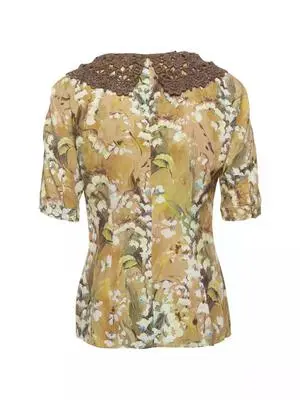 Dolce & Gabbana Floral-print Lace Collar Shirt