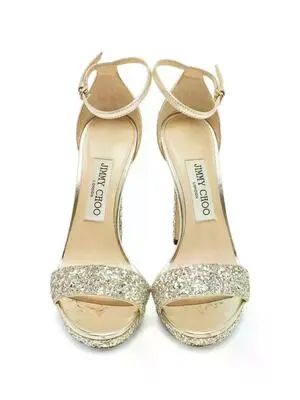 JIMMY CHOO Misty Glitter-detail Heeled Sandals - Silver