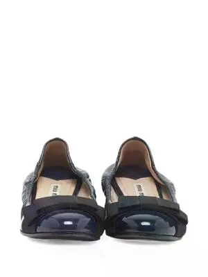 Miu Miu Bow-detail Scrunch Leather Ballet Flats