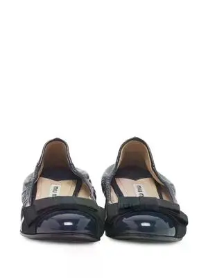 Miu Miu Patent Leather Bow Detail Ballet Flats