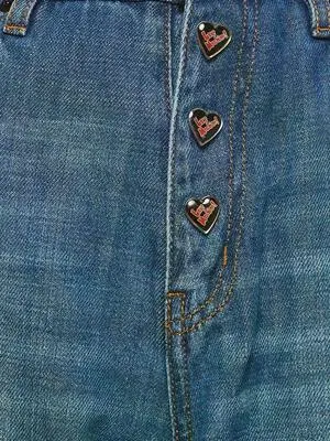Moschino Distressed Heart-button Tapered Jeans