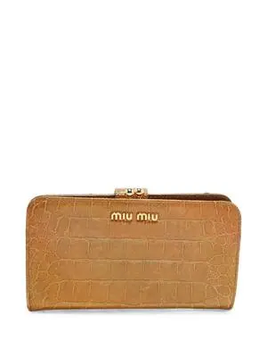 Miu Miu Croc-embossed Leather Wallet - Brown
