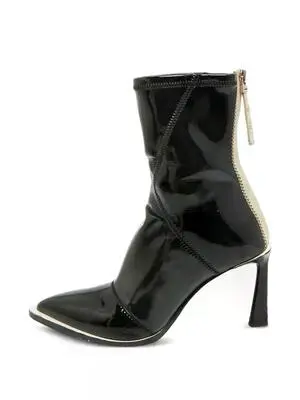 Fendi Patent Leather Pointed Toe Ankle Boots - Black
