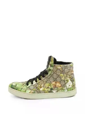 Gucci Gg-supreme Floral Print High-top Sneakers - Neutrals