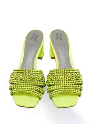 GINA Crystal Embellished Patent Leather Block Heel Sandals