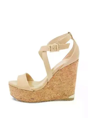 JIMMY CHOO Portia Cork Wedge Sandals - Neutrals