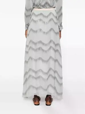 FORTE_FORTE Chevron-patterned Silk-blend Skirt