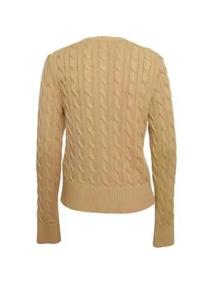 Polo Ralph Lauren Logo-embroidered Cable-knit Cardigan - Neutrals