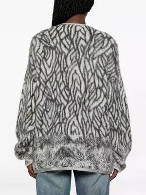 FORTE_FORTE Abstract-pattern Brushed-finish Cardigan