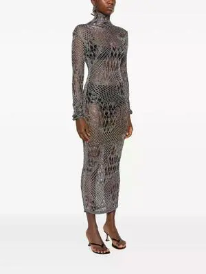 DONDUP Open-knit Long-sleeved Midi Dress