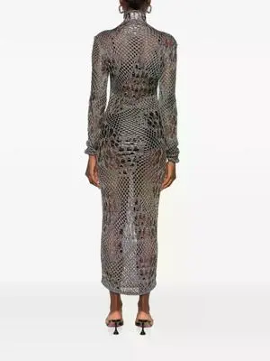 DONDUP Open-knit Long-sleeve Midi Dress