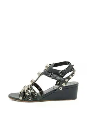 Balenciaga Arena Studded Wedge Sandals - Grey