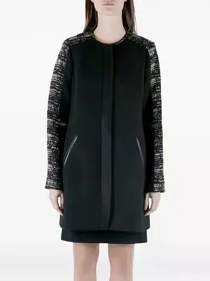 Rebecca Taylor Contrast Sleeve Zip Front Coat