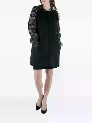 Rebecca Taylor Contrast Sleeve Zip Front Coat