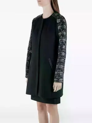 Rebecca Taylor Contrast Sleeve Zip Front Coat