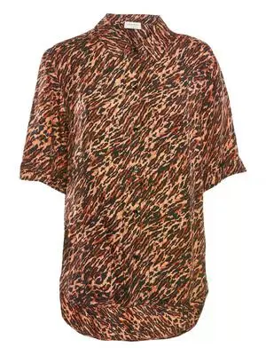 Sandro Animal-print Short-sleeve Shirt - Brown