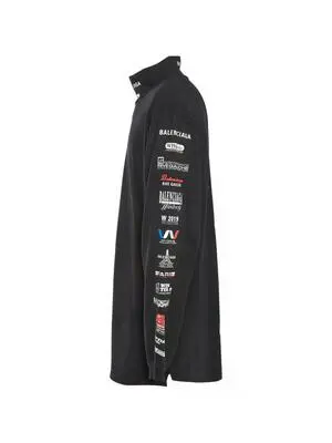 Balenciaga Logo-print Mock-neck Long-sleeve T-shirt - Black