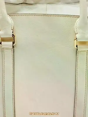 Burberry Dinton Leather Tote Bag - White