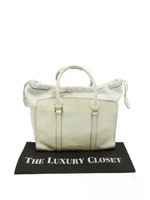 Burberry Dinton Leather Tote Bag - White