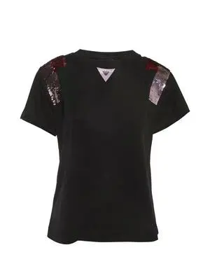 Emporio Armani Sequin-embellished Jersey T-shirt - Black