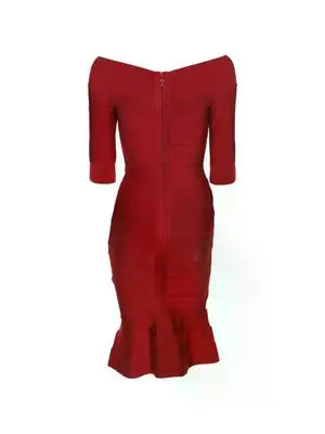 Herve Leger Off-shoulder Midi Dress