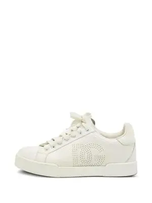 Dolce & Gabbana Portofino Perforated Leather Sneakers - White