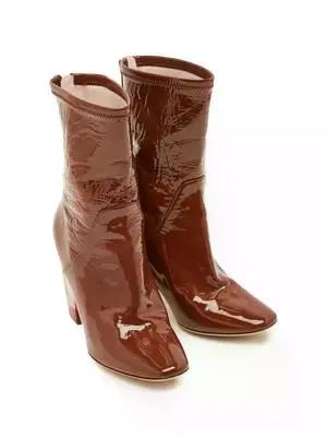 Dior Patent Leather Clear Block Heel Ankle Boots