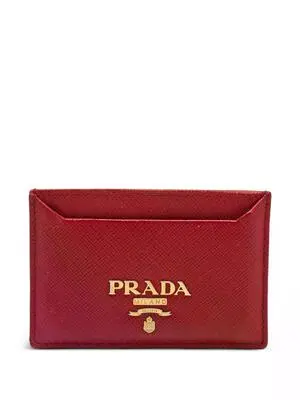 Prada Saffiano Lux Logo Card Case - Red