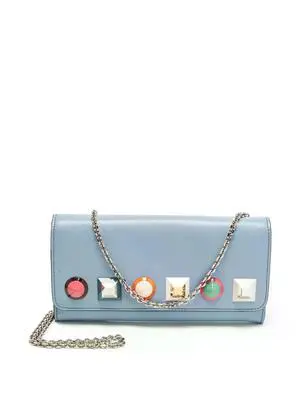 Fendi Leather Chain Wallet - Blue