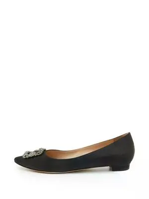 Manolo Blahnik Hangisi Crystal Ballet Flats - Black