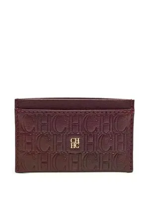 Carolina Herrera Embossed-logo Leather Card Holder - Red