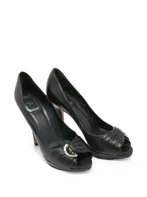 Dior Buckle-detail Peep-toe Heeled Pumps