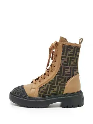 Fendi Ff Monogram Combat Boots
