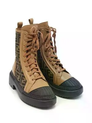 Fendi Ff Monogram Combat Boots