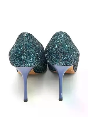 JIMMY CHOO Anouk Glitter Pointed-toe Pumps - Green