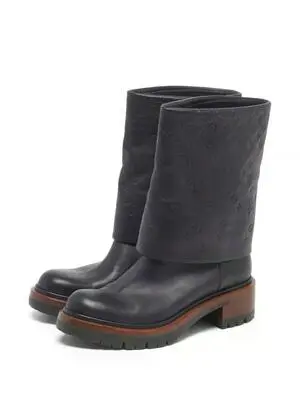 LOUIS VUITTON Monogram Leather Boots - Black