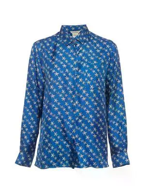 Max Mara Starfish-print Silk Shirt - Blue