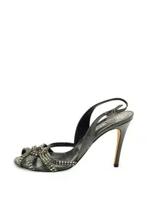 GINA Crystal-embellished Slingback Sandals - Grey