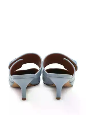 MALONE SOULIERS Croc-embossed Crystal-embellished Mules