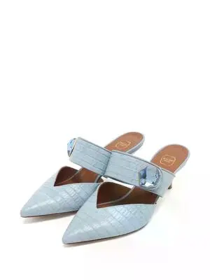 MALONE SOULIERS Croc-embossed Crystal-embellished Mules