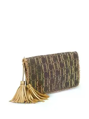 Carolina Herrera Tassel Flap Clutch Bag